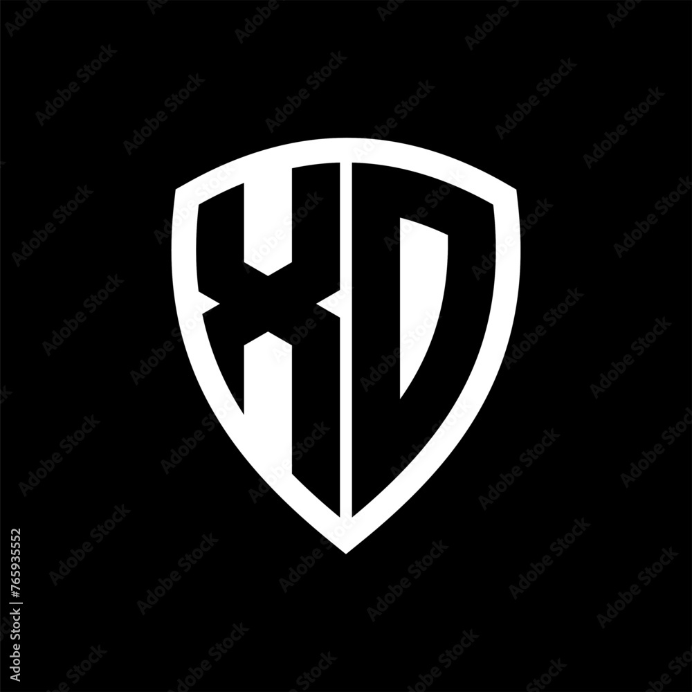 XD monogram logo with bold letters shield shape with black and white ...