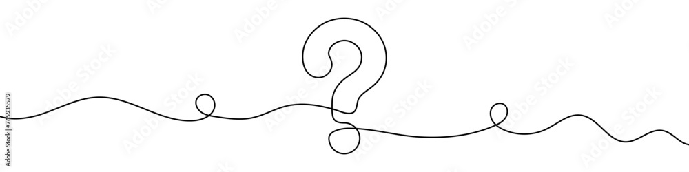 Continuous editable line drawing of question mark. One line drawing ...