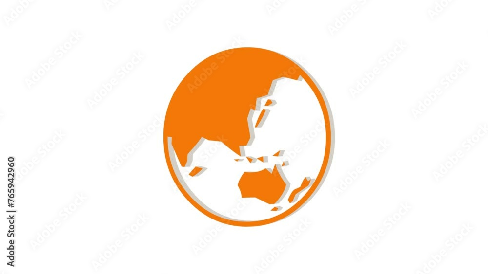 3d asia pacific world map logo symbol loopable rotated brown color ...