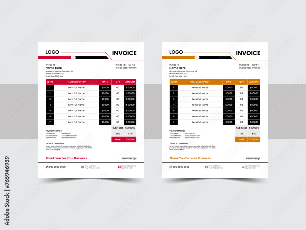 Invoice minimal design template. Bill form business invoice accounting ...