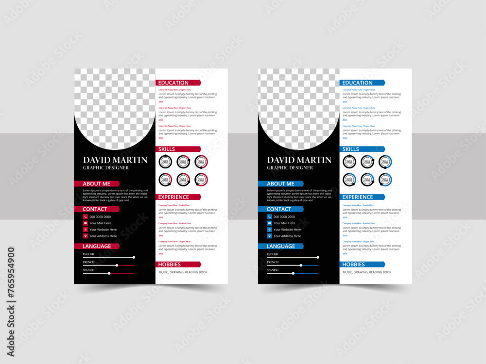 Clean modern resume and cover a4 layout vector template for business ...