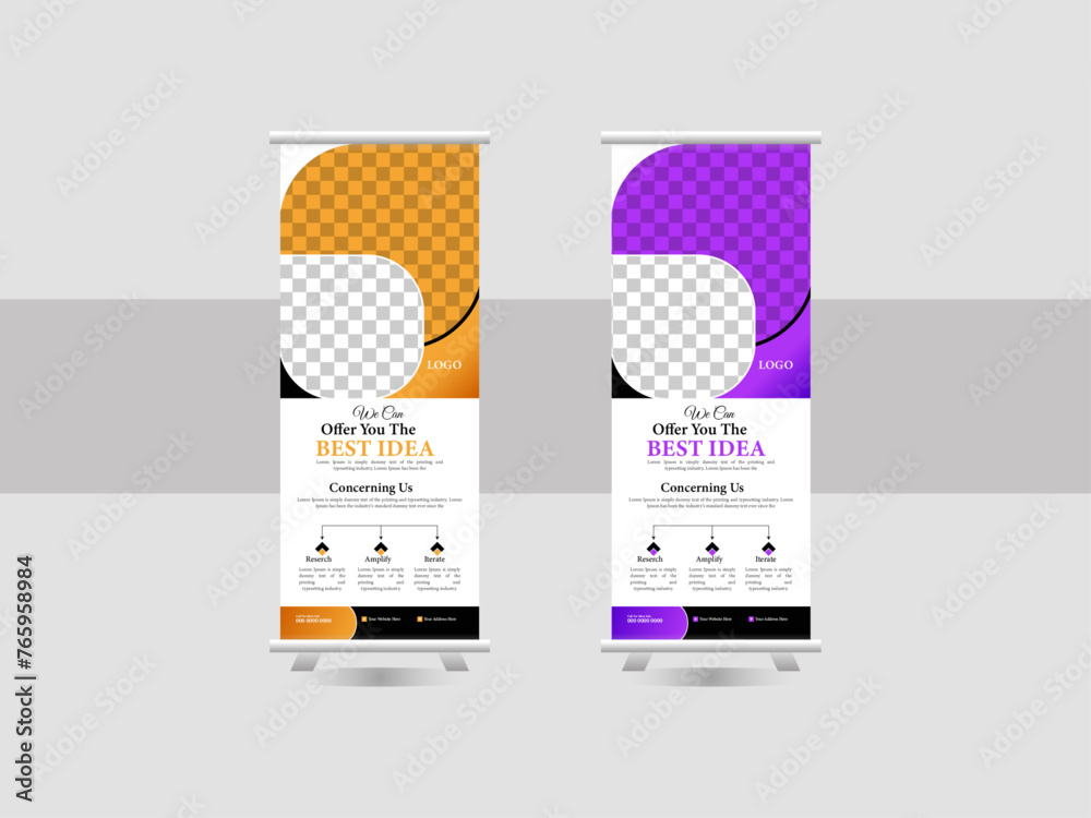Corporate roll banner or poster design. Abstract design with creative ...