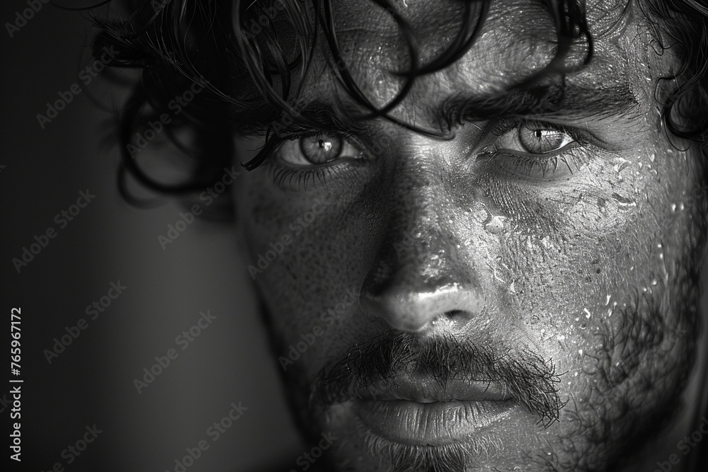 With a raised eyebrow and a smirk playing on his lips, the man exudes ...