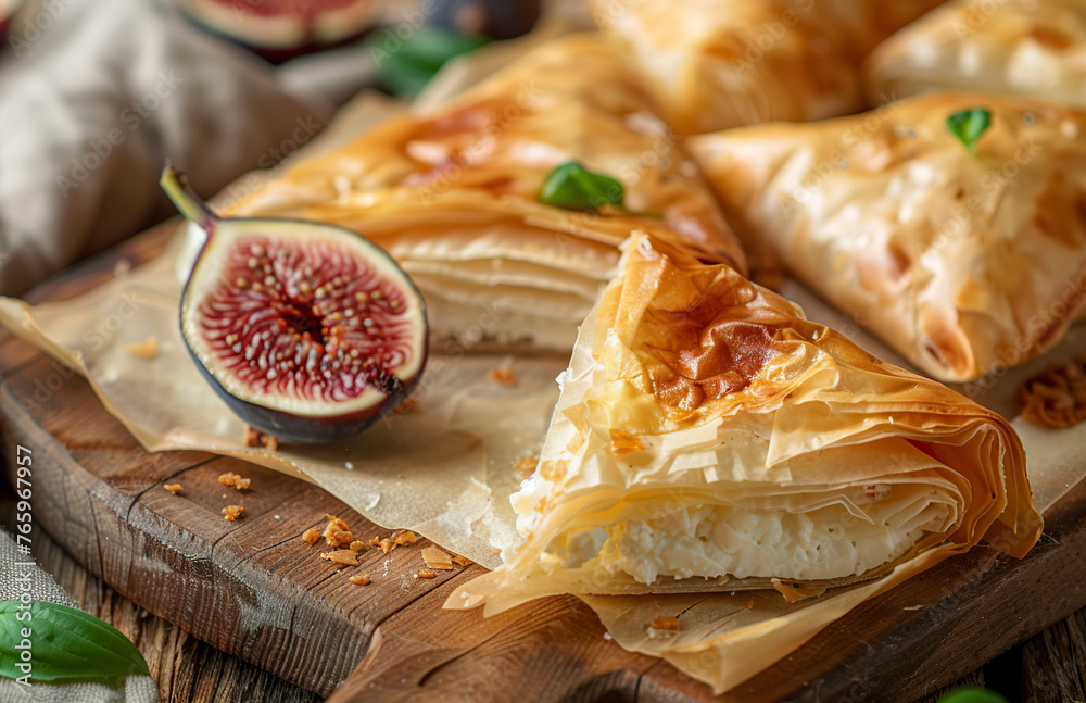 A delicious fried phyllo dough filled with white cheese, perfectly ...