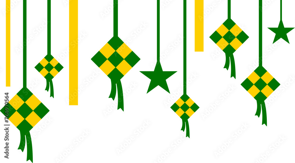 Ketupat Lebaran Corner Border Illustration Stock Vector | Adobe Stock