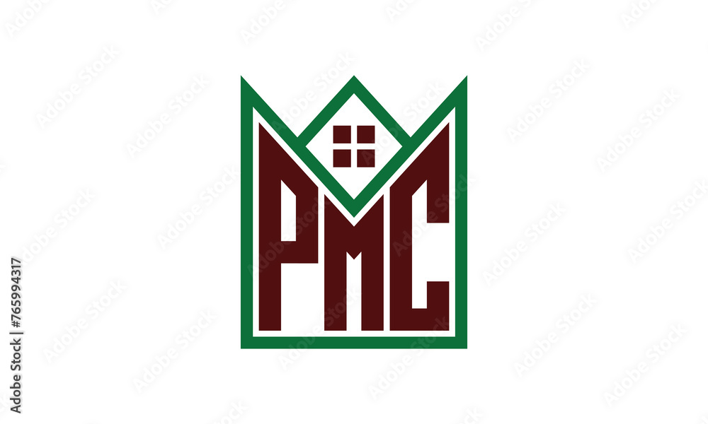PMC initial letter builders real estate logo design vector ...