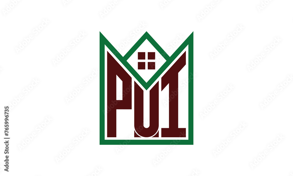 PUI initial letter builders real estate logo design vector ...