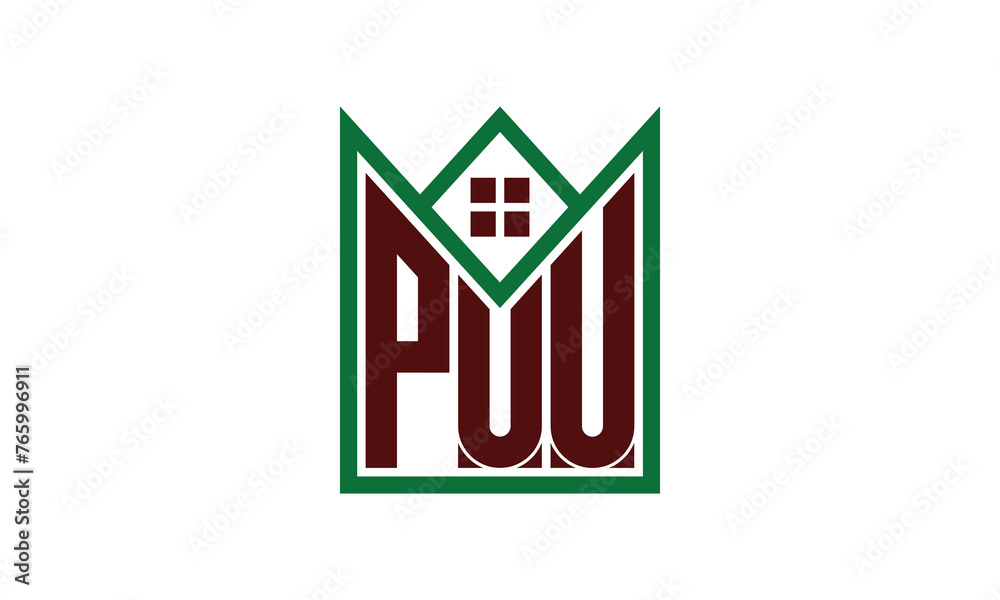 PUU initial letter builders real estate logo design vector ...