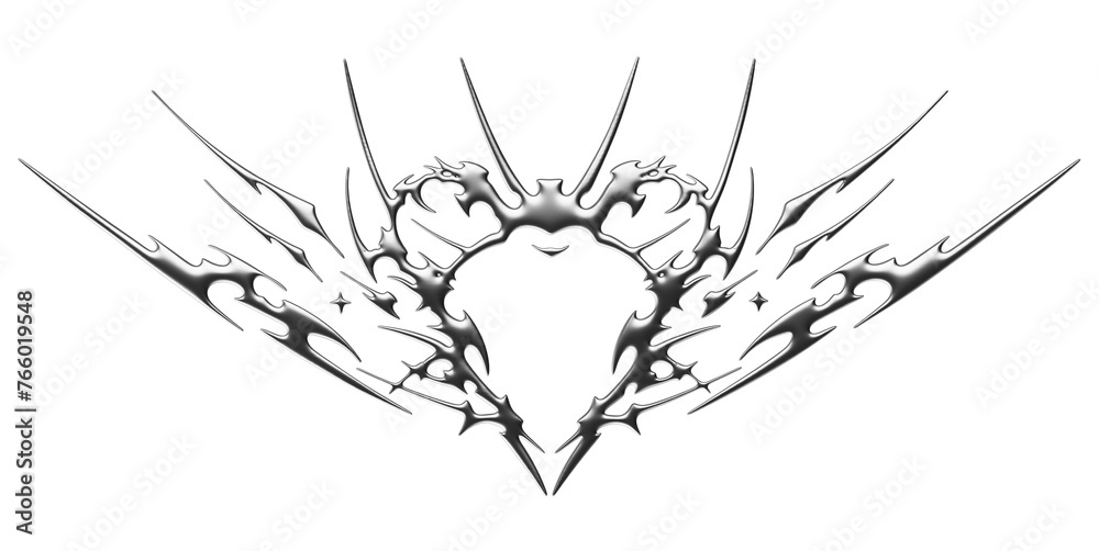 Succubus womb tattoo. Cyber sigilism, Demon heart sigil, 3D chrome ...