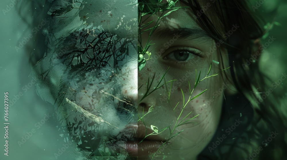 A split-screen shot showing a character's internal struggle: their ...