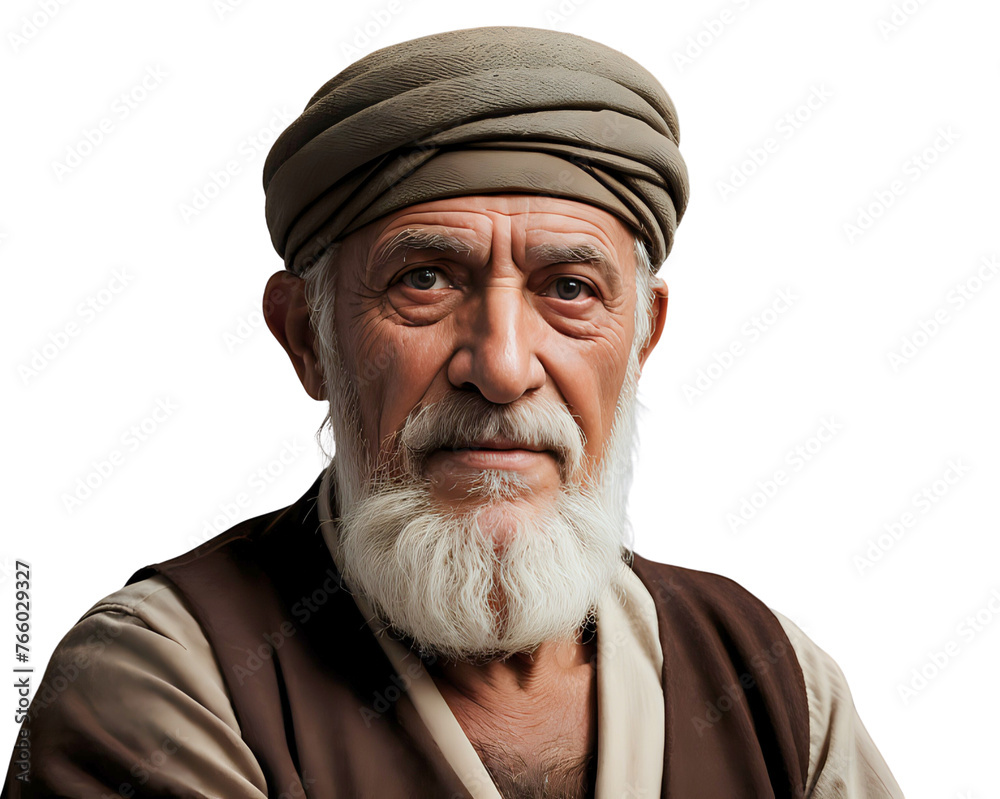 angry old arabian man isolated on transparent/white background, cut out ...
