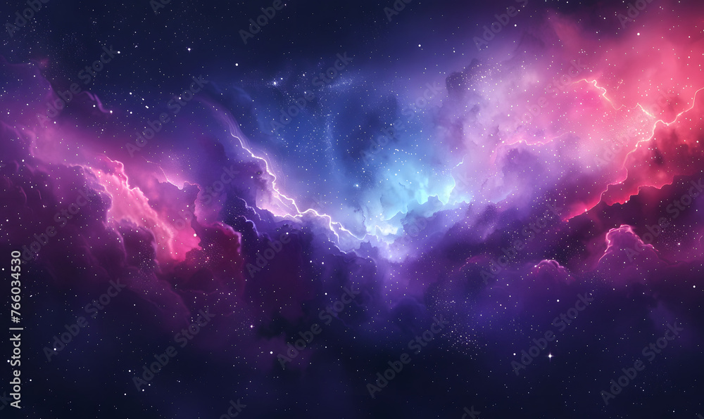 Dazzling night sky blends with a nebula's colors, creating a dreamscape ...