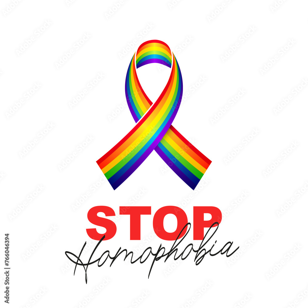Stop homophobia. Ribbon in the colors of the LGBT flag. International ...