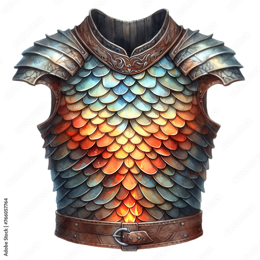 Dragon Scale Armor on white background for apparel design Stock ...