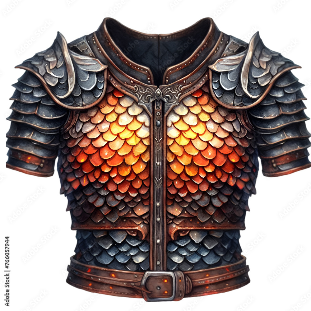 Dragon Scale Armor on white background for apparel design Stock ...