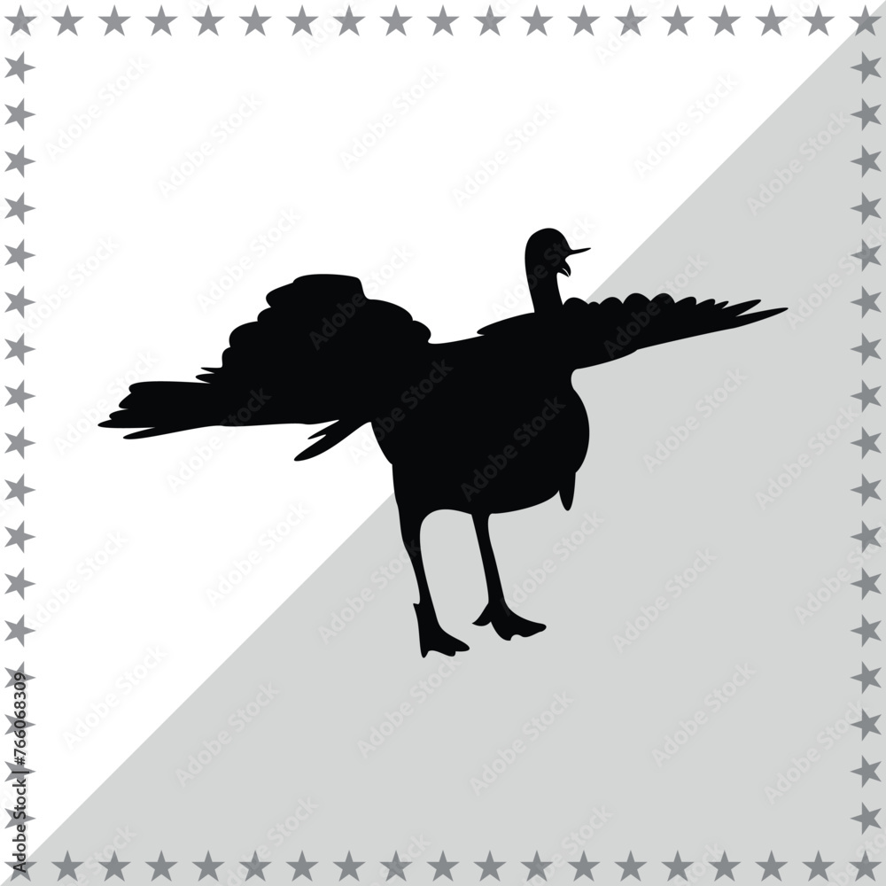 Turkey Silhouette, cute Turkey Vector Silhouette, Cute Turkey cartoon ...