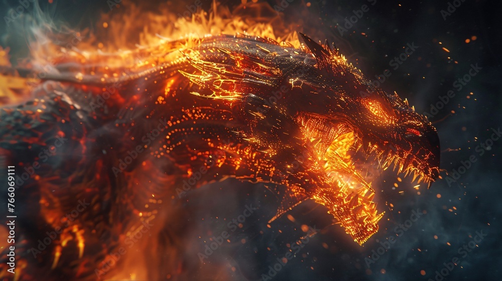 A fiery maw opens in a roar as the beast steps from the cave the very ...