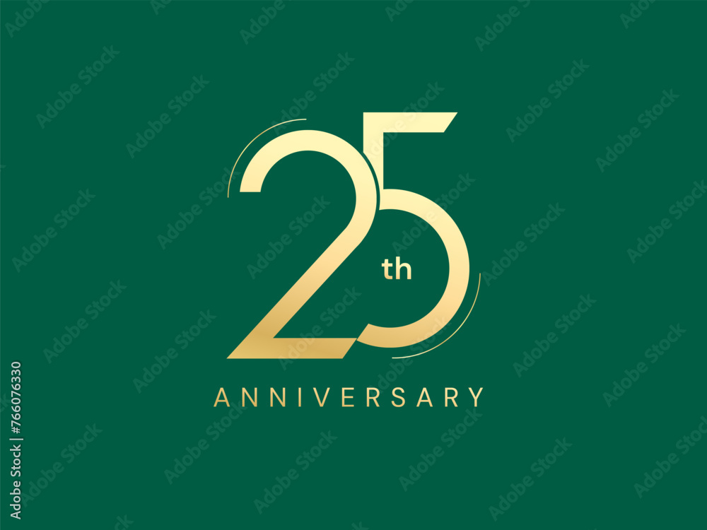 25th Anniversary luxury gold celebration with Overlapping number logo ...