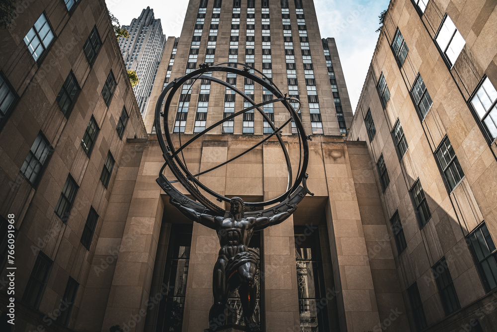 Rockefeller Center Atlas Sculpture Bronze Statue Atlas, Depicts The