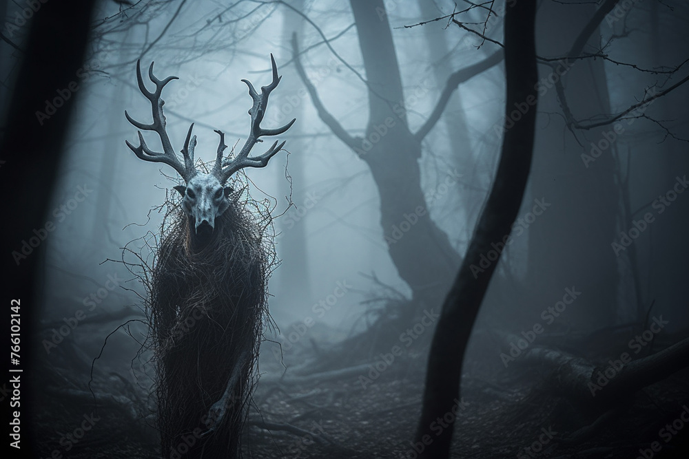 Culture and religion, horror, sci-fi concept. Wendigo mythical being ...