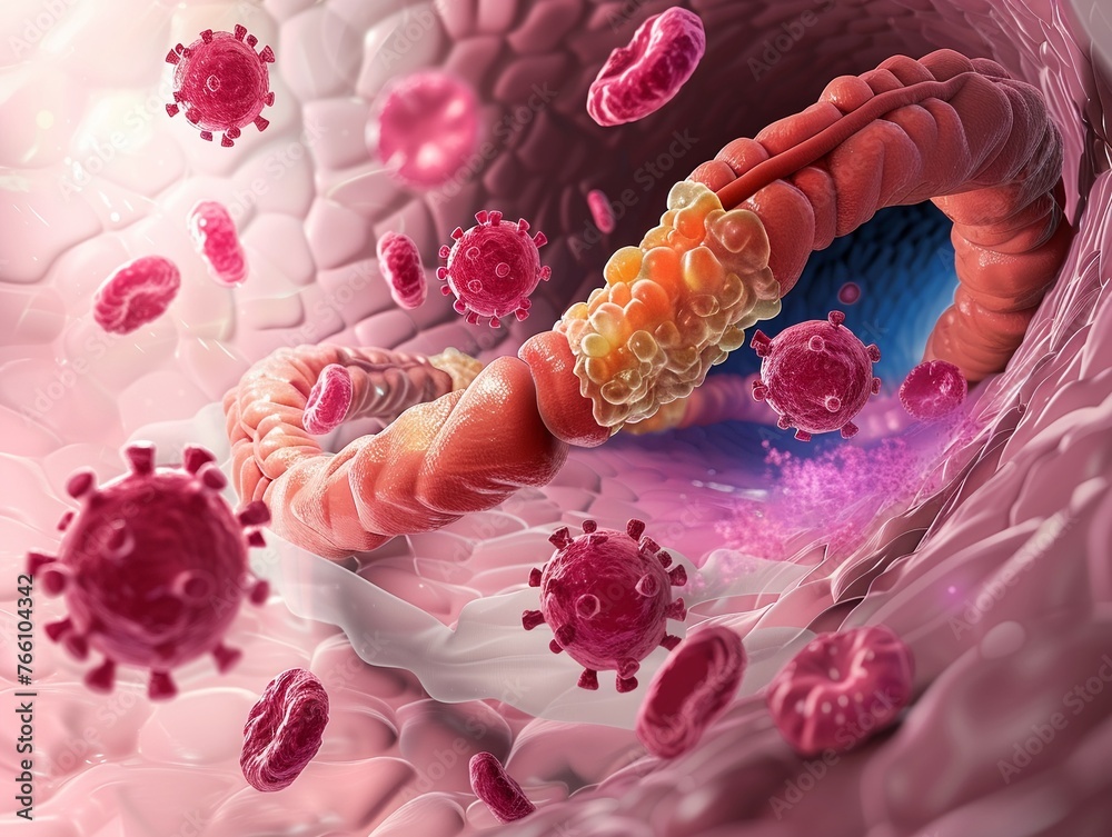 Medical illustration of colorectal cancer screening process, showcasing ...