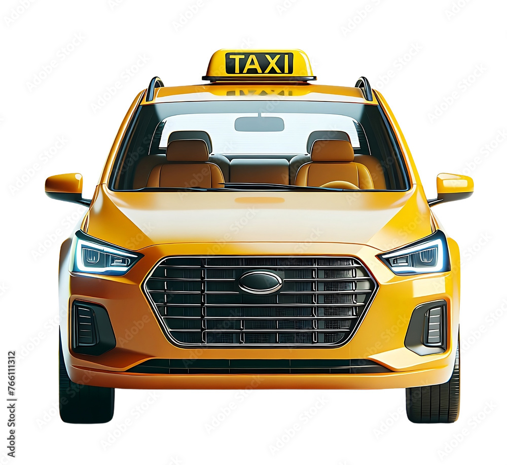 Yellow and Black Taxi cab Close-Up on Transparent Background PNG Stock Photo | Adobe Stock