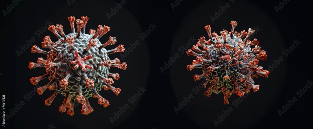 Dual images of mutating virus structure, highlighting viral mutation ...