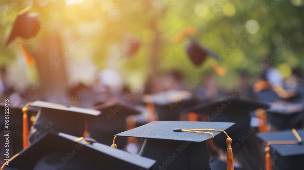 picture of university graduates wearing graduation caps during ...
