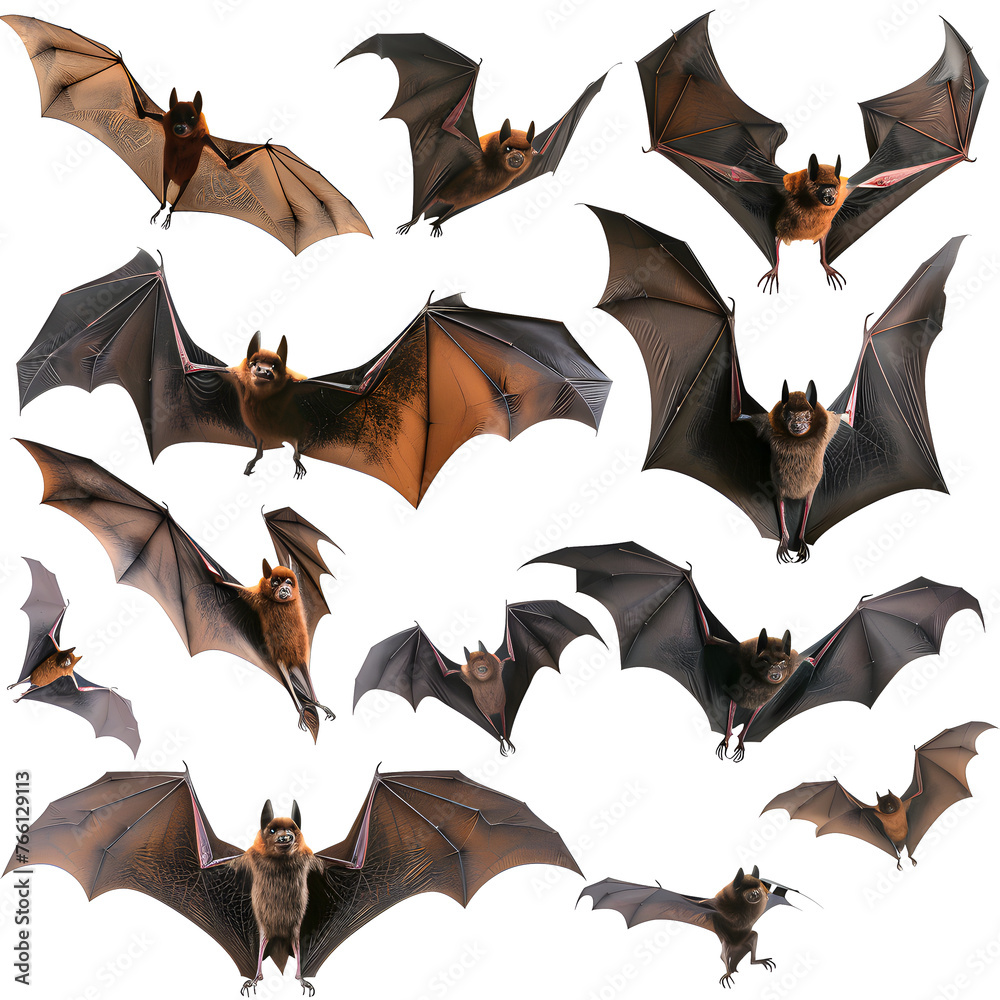 Clipart illustration featuring a various of bat on white background ...