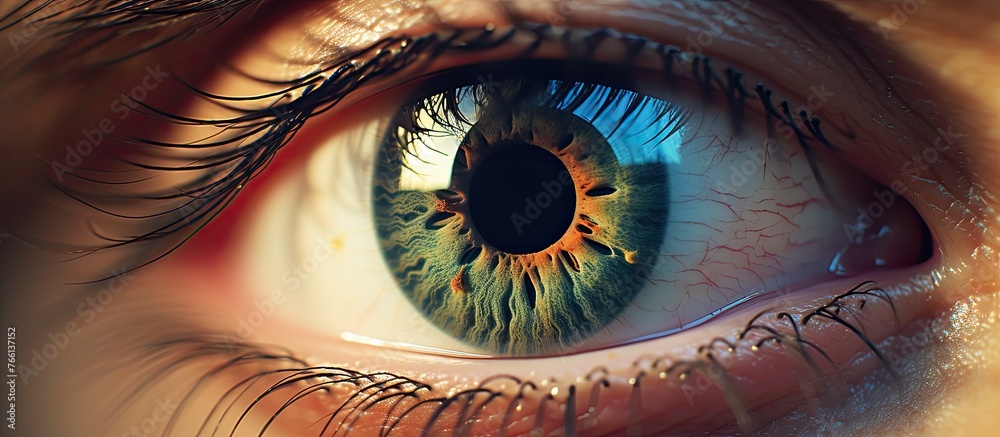 A closeup photograph of a human bodys eye with an electric blue iris ...
