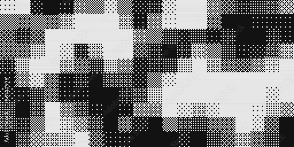 Halftone Pixel Dithering Square Tiles Pattern. Vintage 8-bit Game ...
