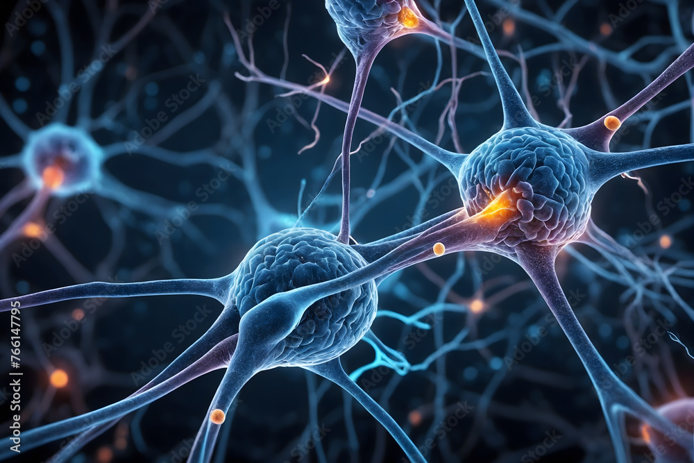 Background from nerve cells or neural networks with cell activity ...