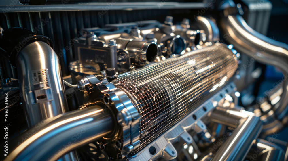 Foto de A precision-engineered turbo intercooler, with densely packed ...