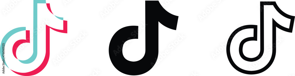 Tik Tok icon set. Social media logos. Black collection in flat trendy ...