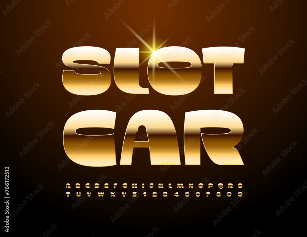 Vector trendy sign Slot Car. Modern Cool Font. Luxury Gold Alphabet ...