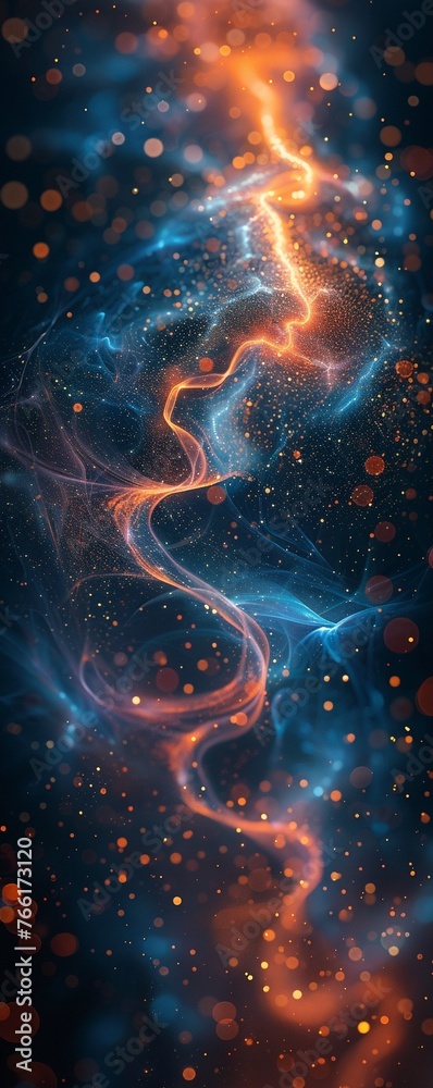 Design an engaging visualization of a cosmic map with intertwined ...