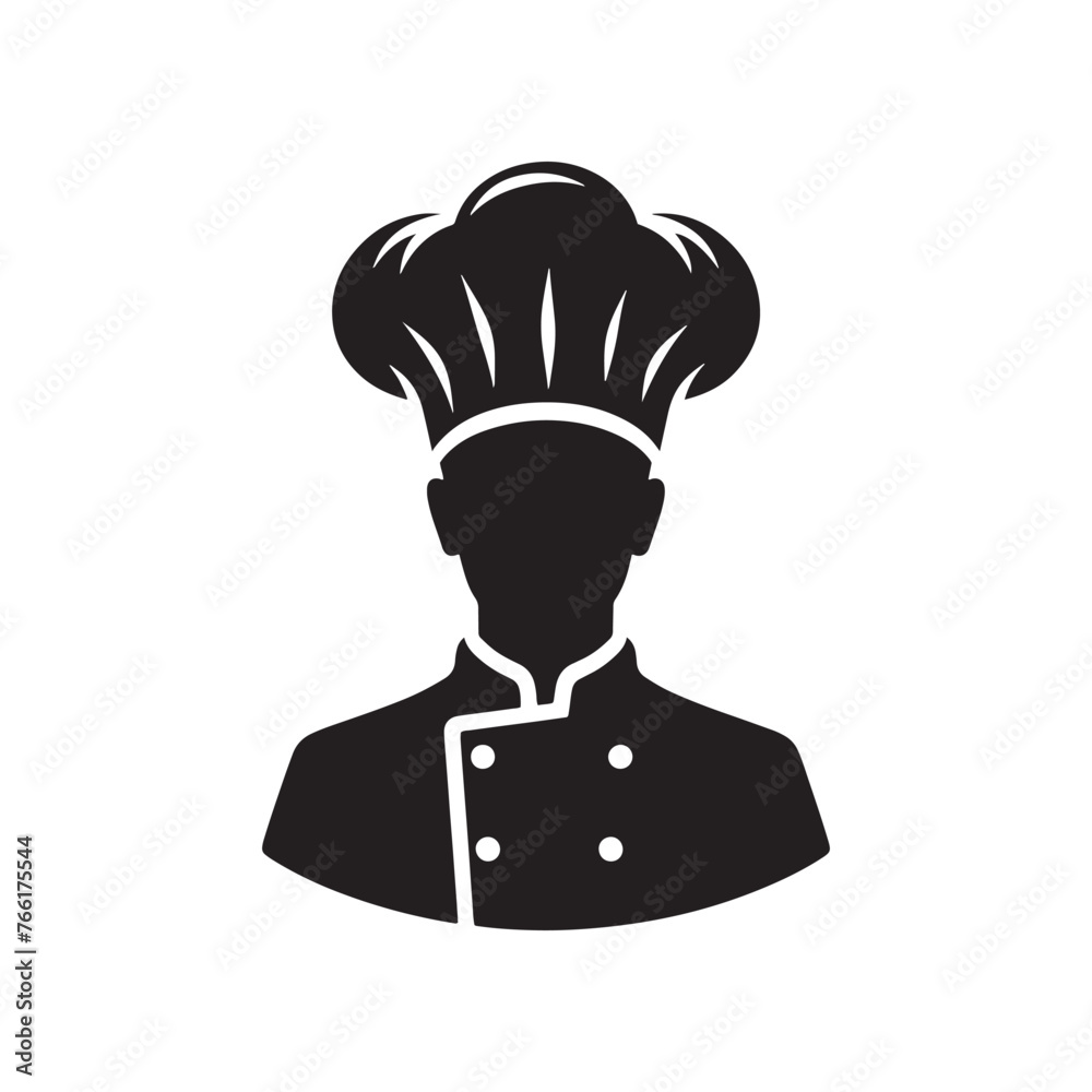 Chef Silhouette Vector: Culinary Master's Outline in Professional ...