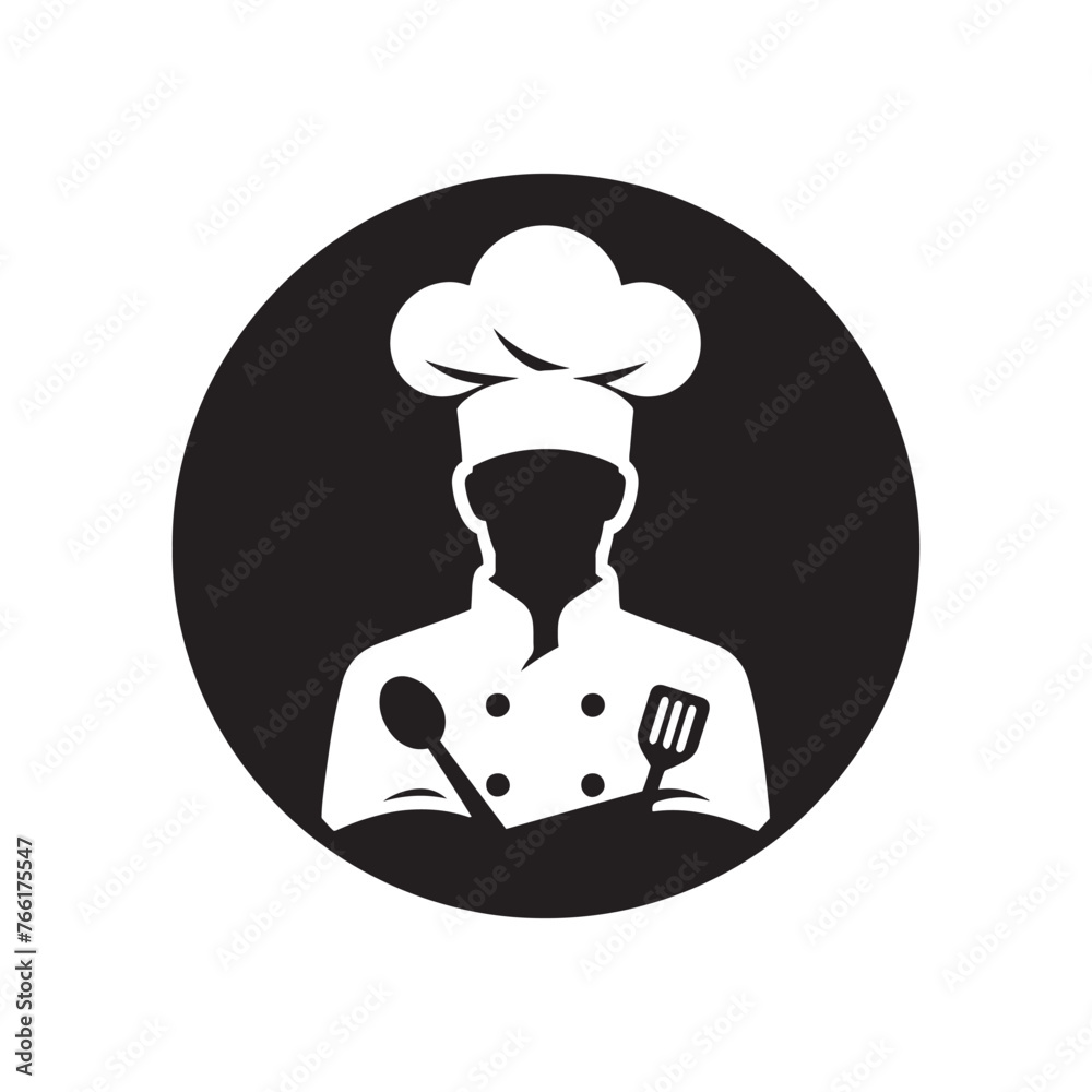 Chef Silhouette Vector: Culinary Master's Outline in Professional ...