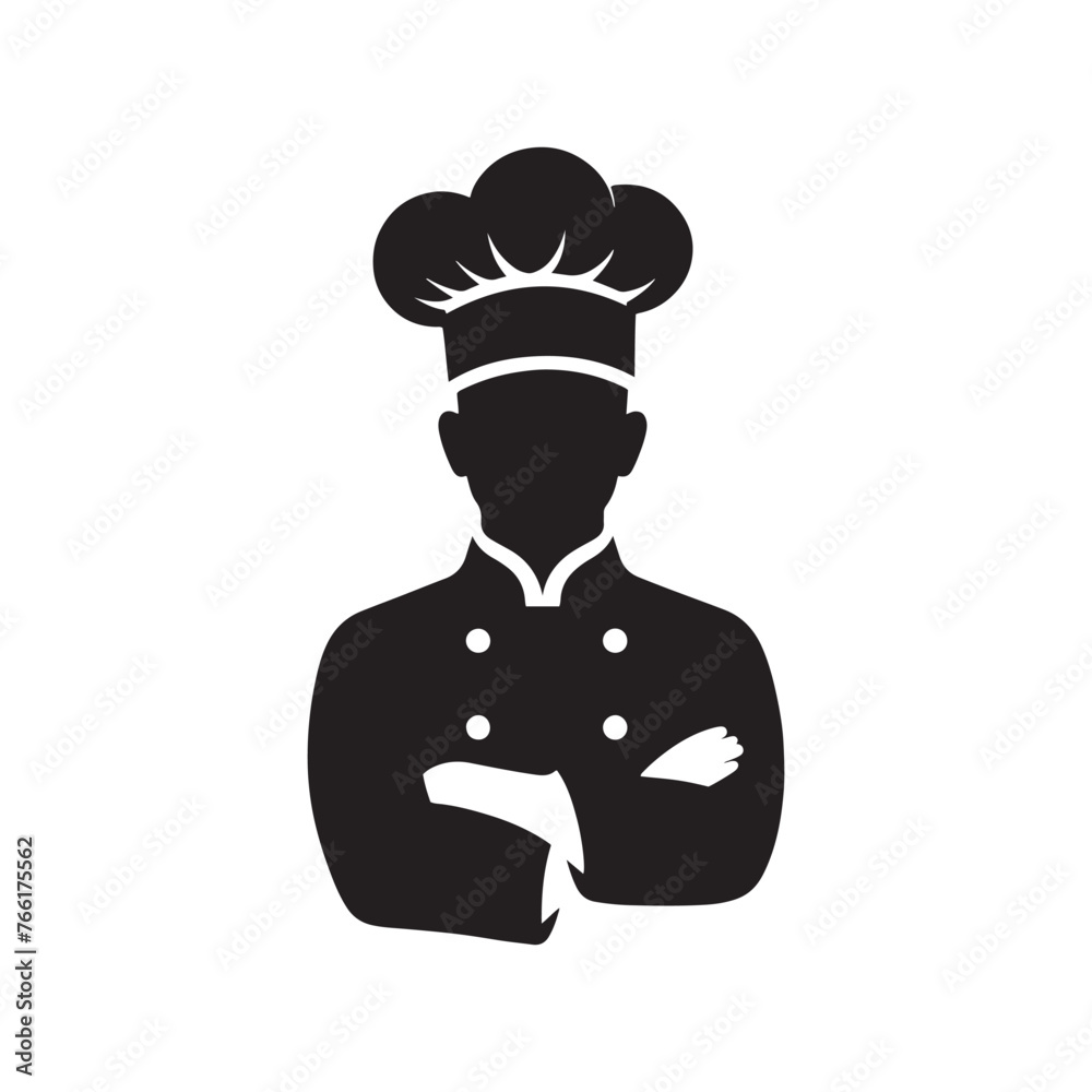 Chef Silhouette Vector: Culinary Master's Outline in Professional ...