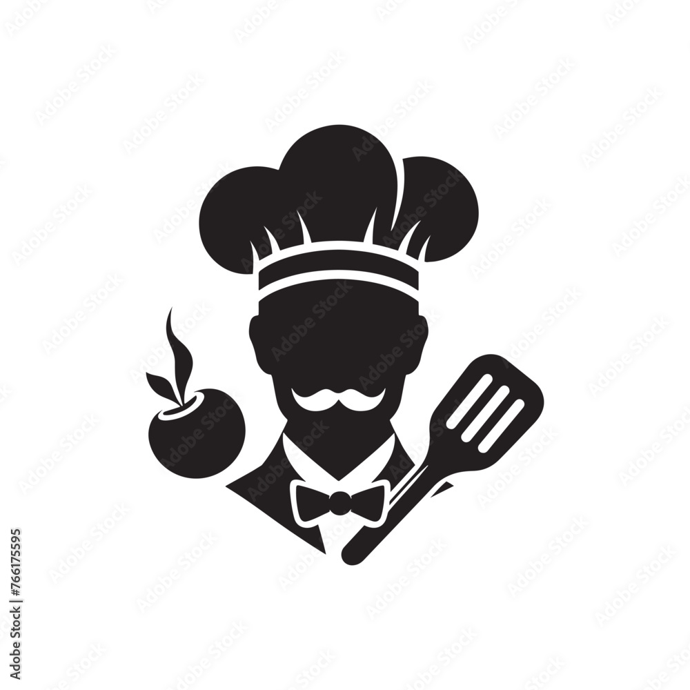 Chef Silhouette Vector: Culinary Master's Outline in Professional ...
