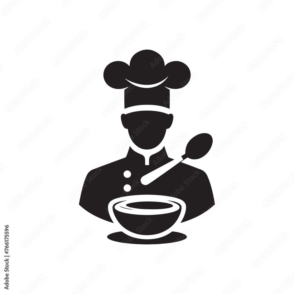 Chef Silhouette Vector: Culinary Master's Outline in Professional ...