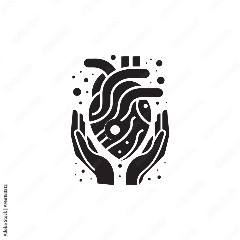 Human Heart Silhouette Vector: Anatomical Symbol of Life, Love, and ...