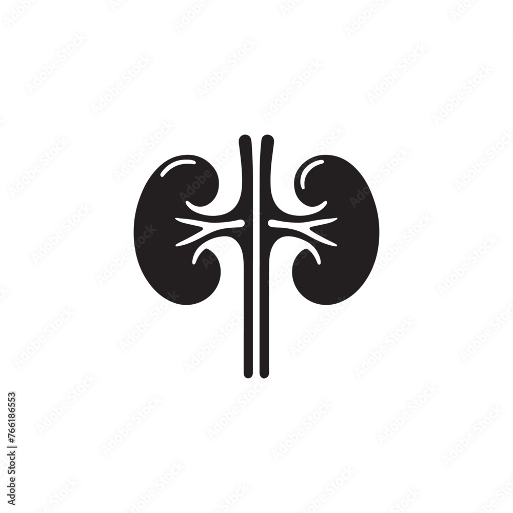 Human Kidney Silhouette Vector: Illustrating the Vital Organ's Shape ...