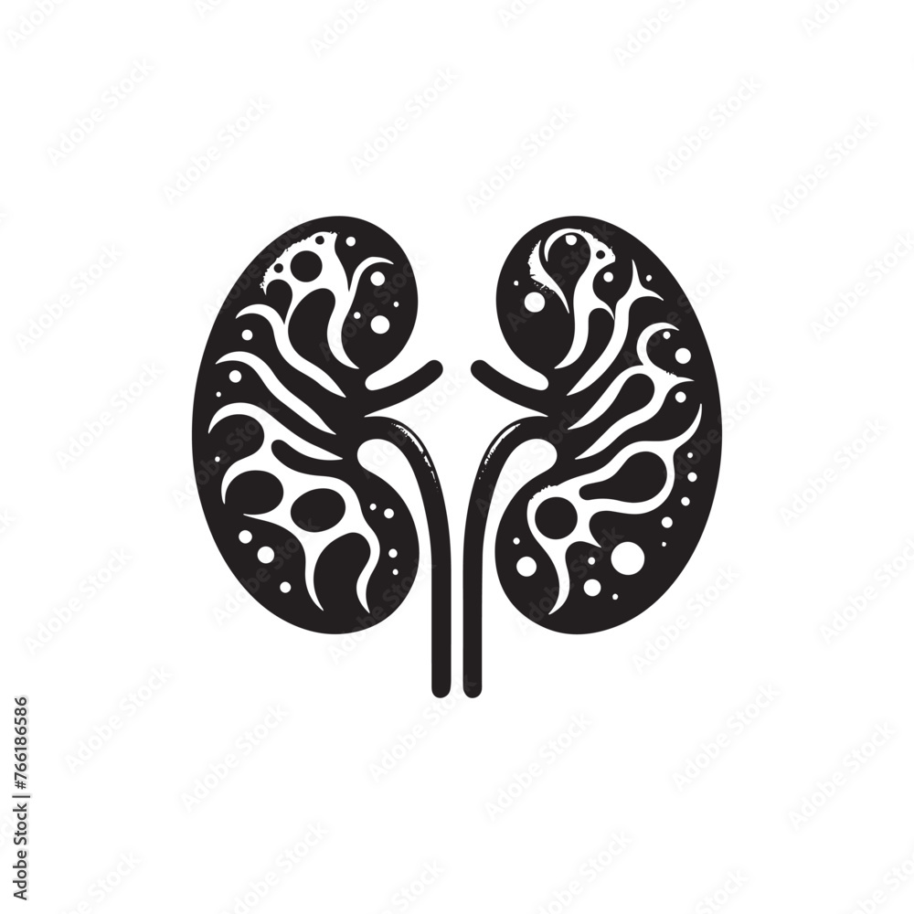 Human Kidney Silhouette Vector: Illustrating the Vital Organ's Shape ...