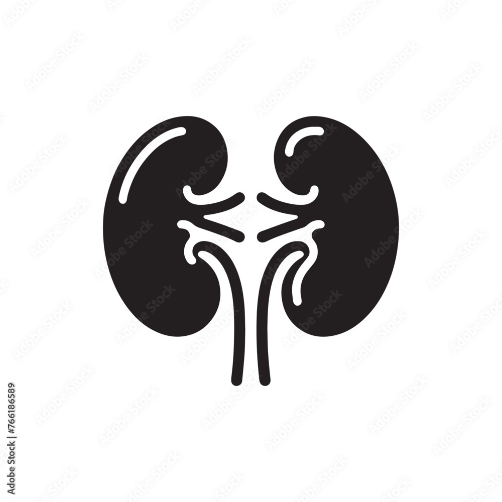 Human Kidney Silhouette Vector: Illustrating the Vital Organ's Shape ...
