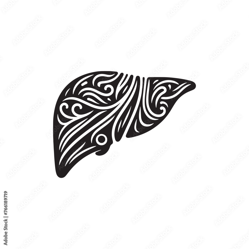 Human Liver Silhouette Vector: Depicting the Organ's Shape and Function ...