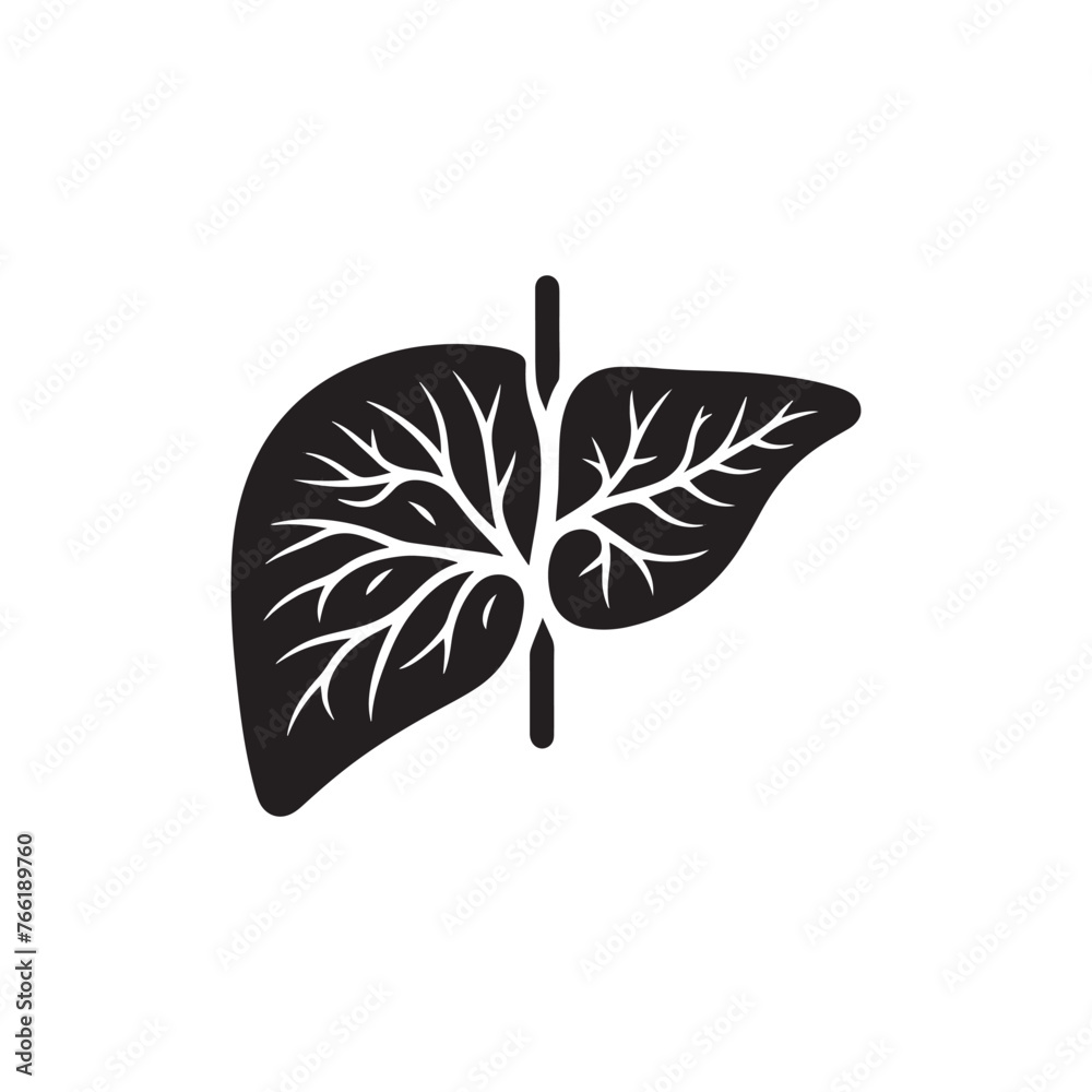 Human Liver Silhouette Vector: Depicting the Organ's Shape and Function ...