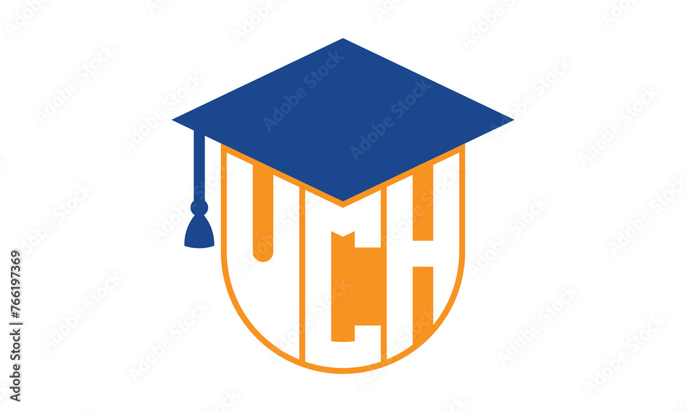 UCH initial letter academic logo design vector template. school college ...