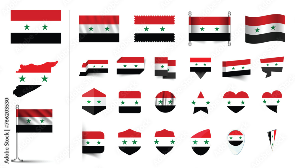 set of Syria flag, flat Icon set vector illustration. collection of ...