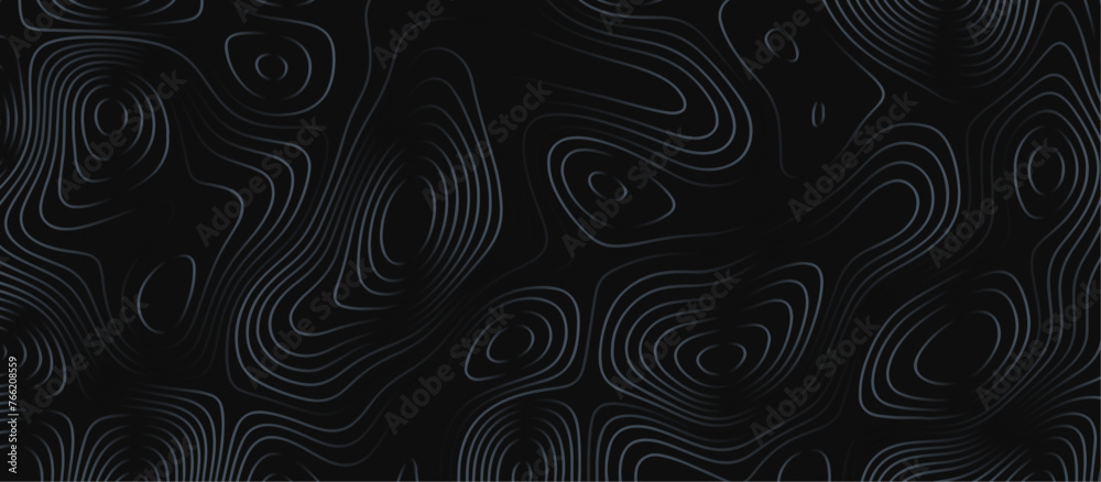Abstract outline topographic contour map background. Dark texture ...